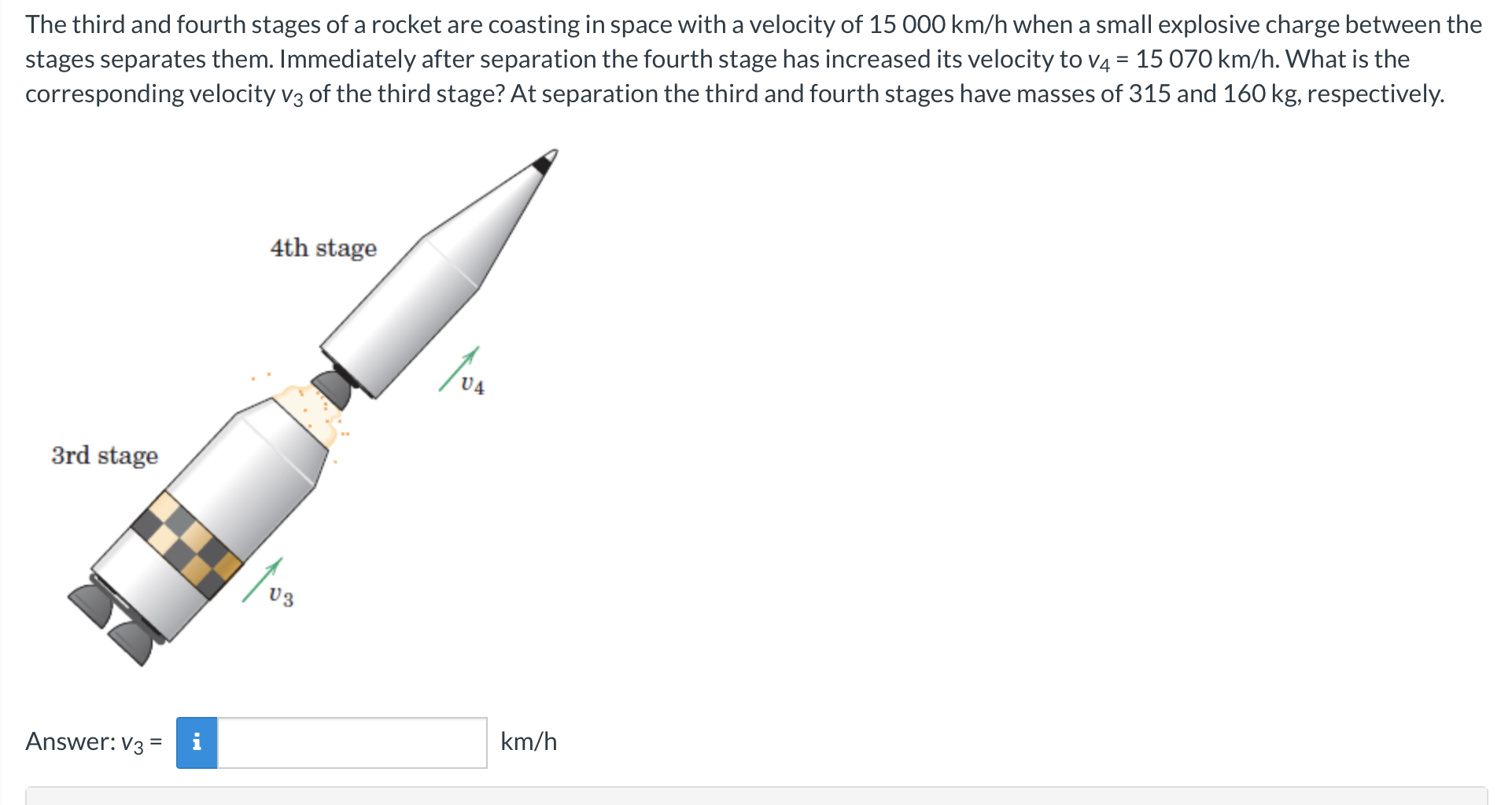 Solved The third and fourth stages of a rocket are coasting | Chegg.com