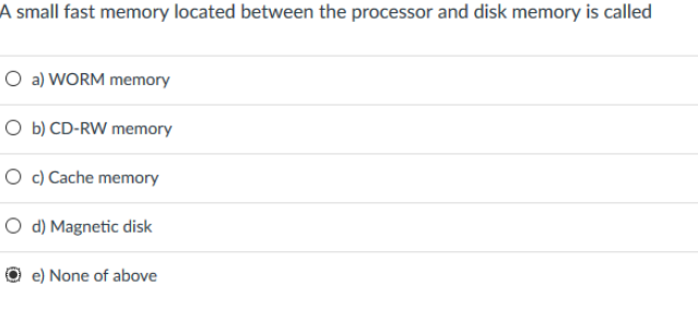 Solved A small fast memory located between the processor and | Chegg.com