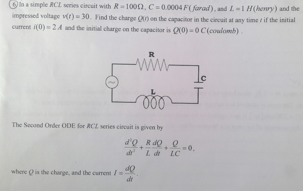 Solved In a simple RCL series circuit with R=10092, C = | Chegg.com