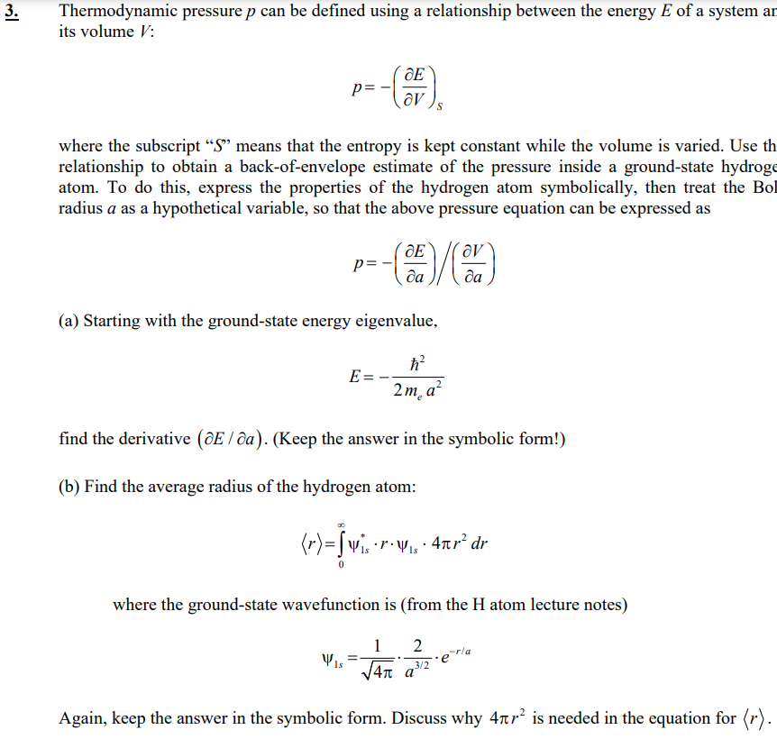 Solved Thermodynamic pressure p can be defined using a | Chegg.com