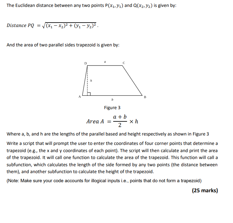 Solved The Euclidean distance between any two points | Chegg.com