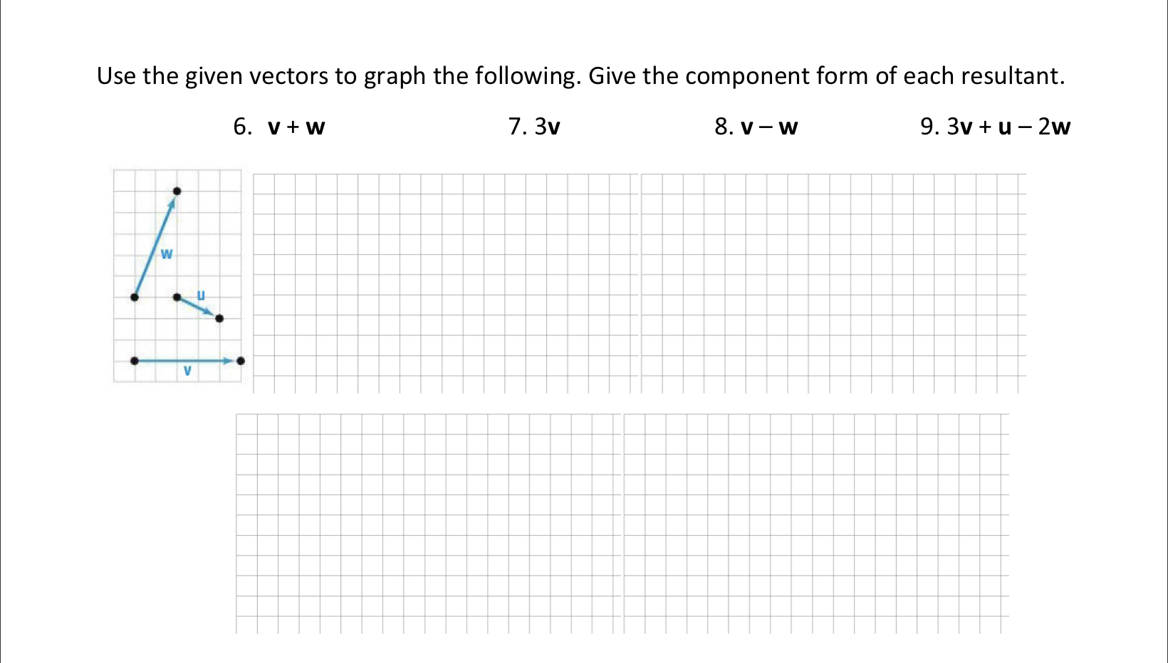 Solved Use the given vectors to graph the following. Give | Chegg.com