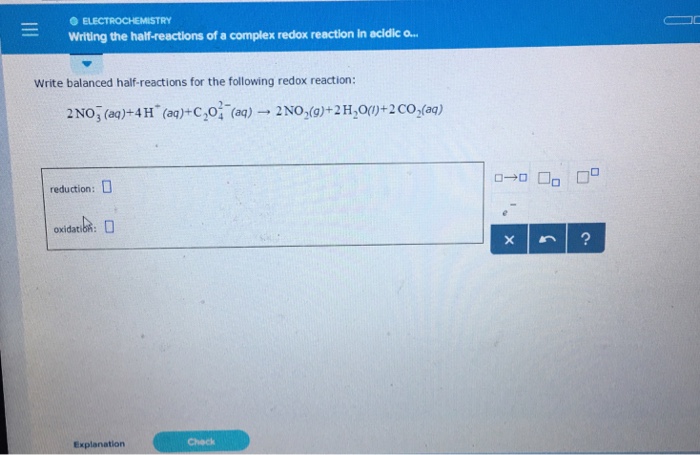 Solved Write balanced half-reactions for the following redox | Chegg.com