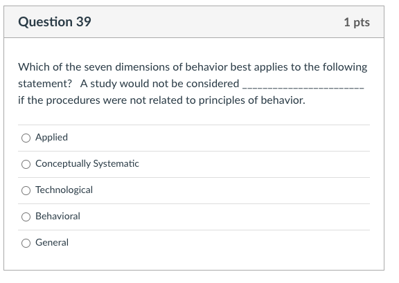 Which of the seven dimensions of behavior best | Chegg.com