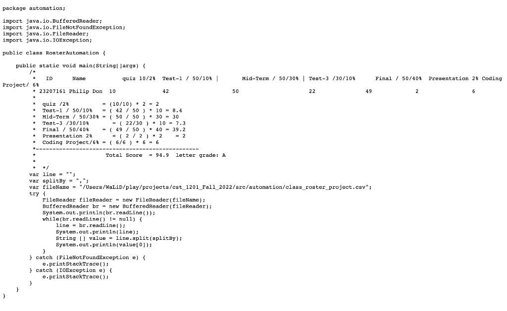 Solved ackage automation; mport java.io. BufferedReader; | Chegg.com