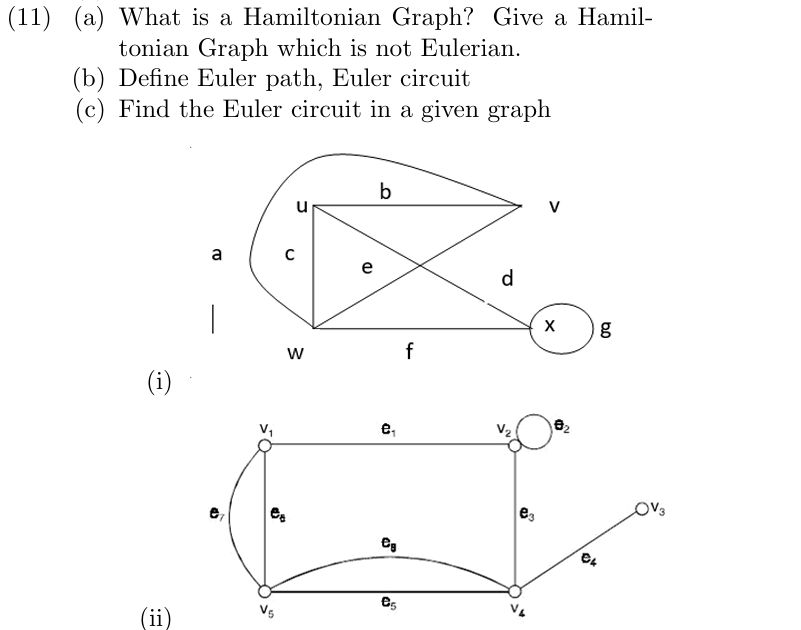 Solved (11) (a) ﻿What is a Hamiltonian Graph? Give a | Chegg.com