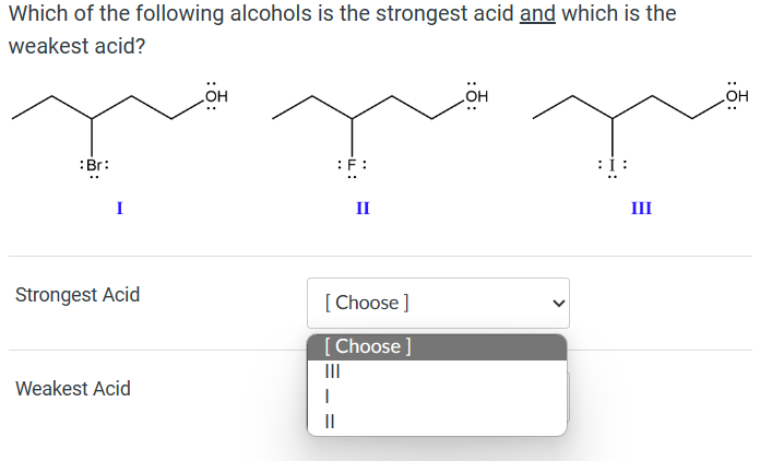 Solved Which of the following alcohols is the strongest acid | Chegg.com