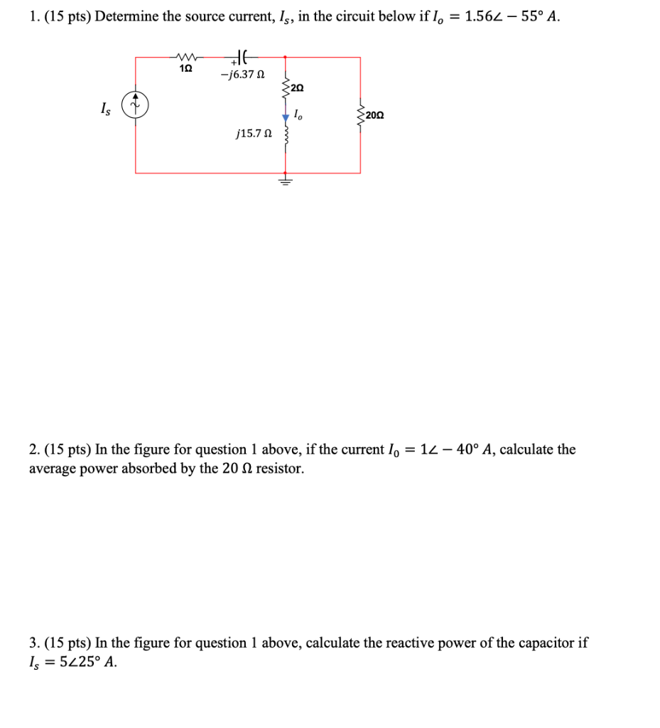 Solved 1. (15 pts) Determine the source current, Is, in the | Chegg.com
