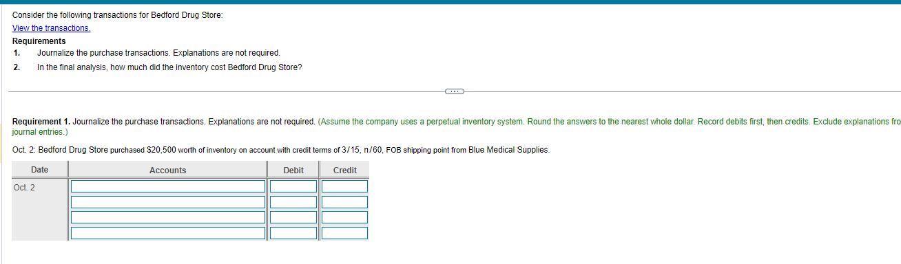 Solved Consider the following transactions for Bedford Drug | Chegg.com