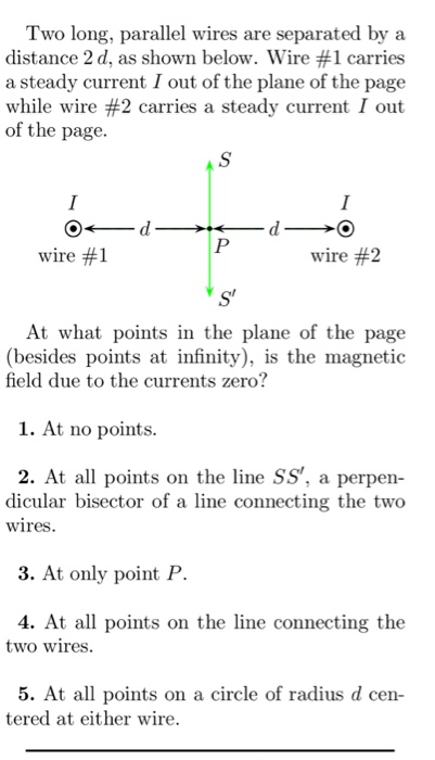 Solved Two long, parallel wires are separated by a distance | Chegg.com