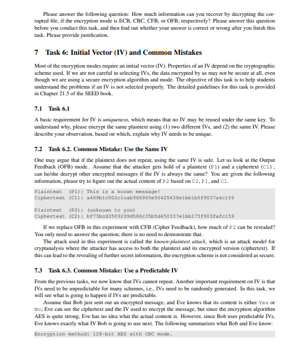 Solved For block ciphers, when the size of a plaintext is | Chegg.com
