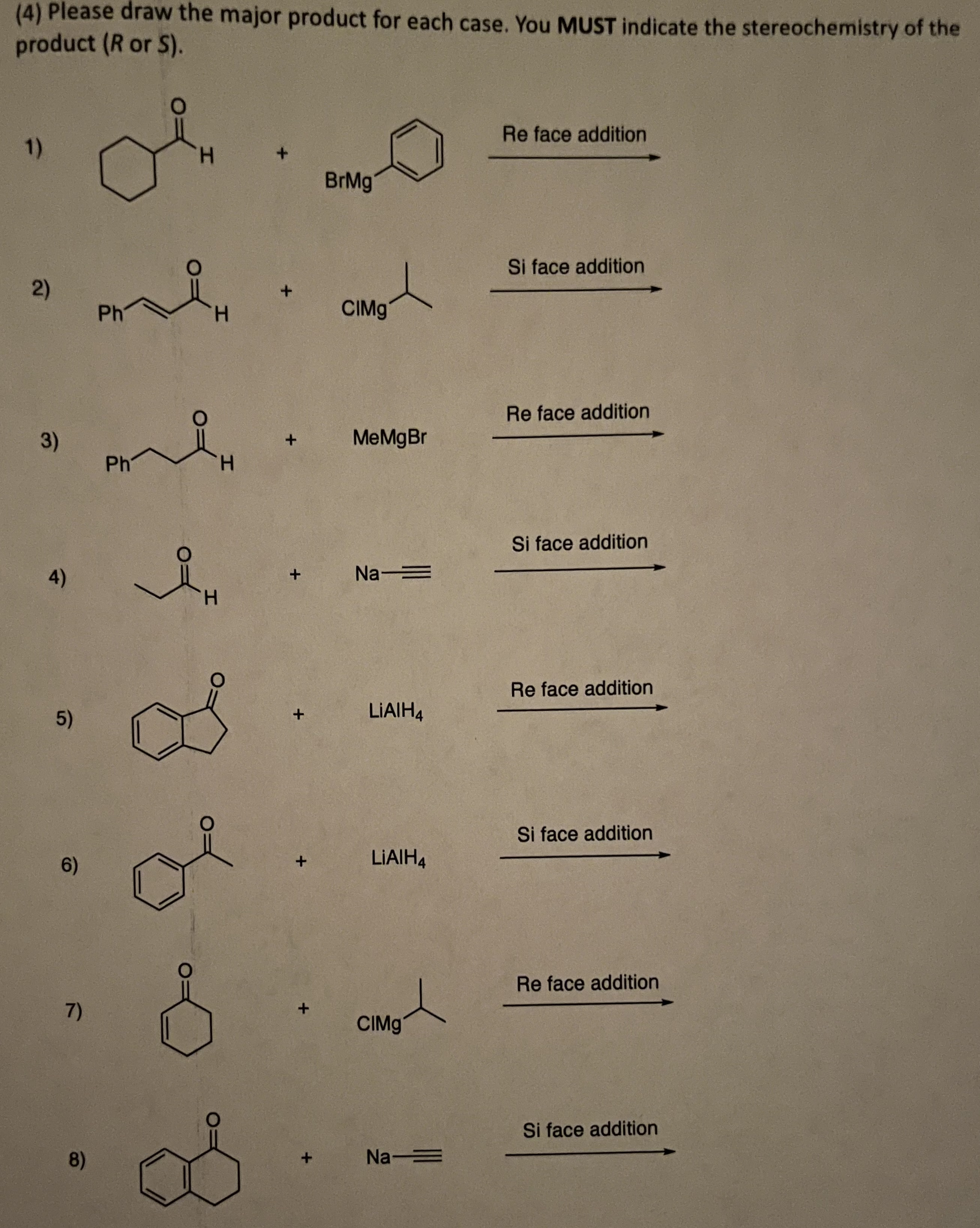 Solved (4) Please draw the major product for each case. You | Chegg.com