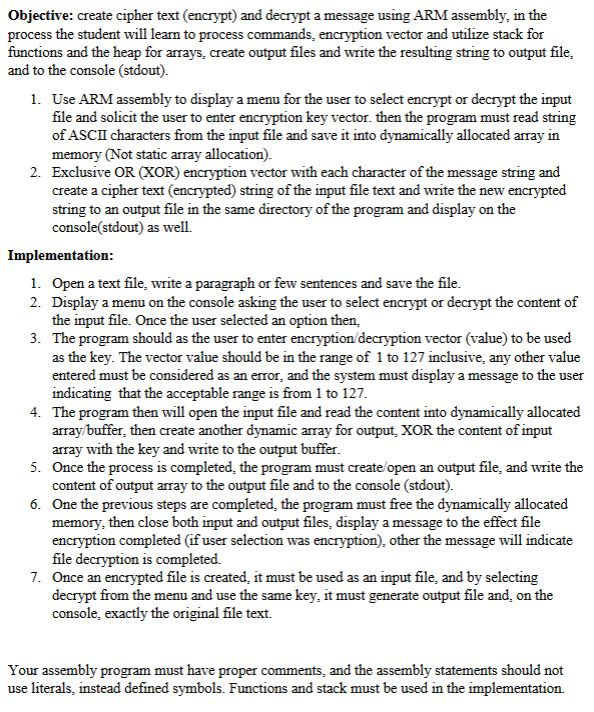 Objective: create cipher text (encrypt) and decrypt a | Chegg.com