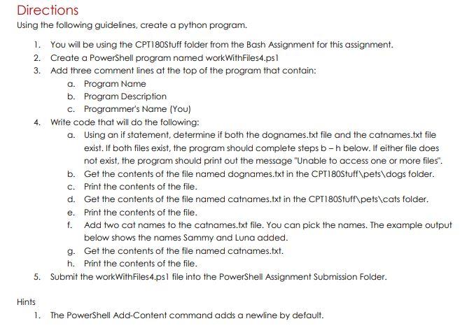 4. Directions Using the following guidelines, create | Chegg.com