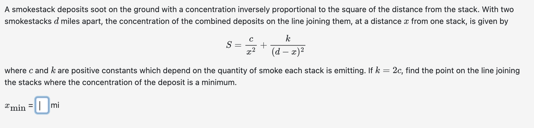 Solved A smokestack deposits soot on the ground with a | Chegg.com