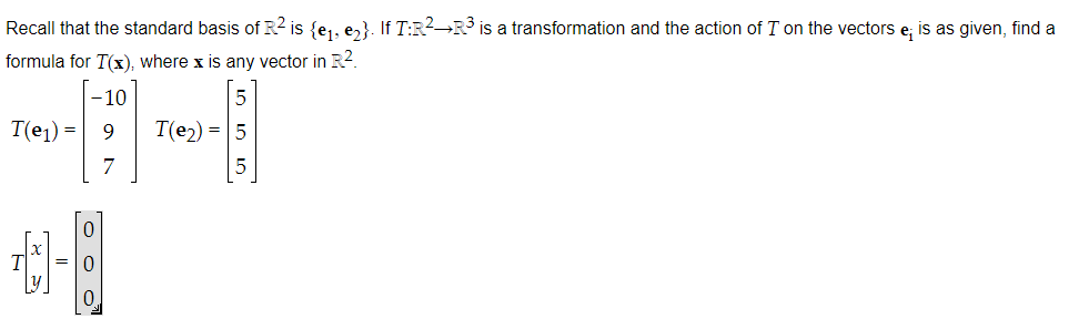 Solved Recall that the standard basis of R2 is {e1,e2}. If | Chegg.com