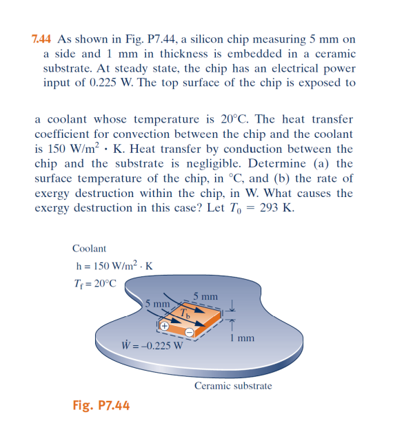 Solved 7.44 As shown in Fig. P7.44, a silicon chip measuring | Chegg.com
