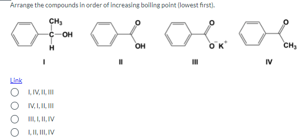 Solved Arrange the compounds in order of increasing boiling | Chegg.com