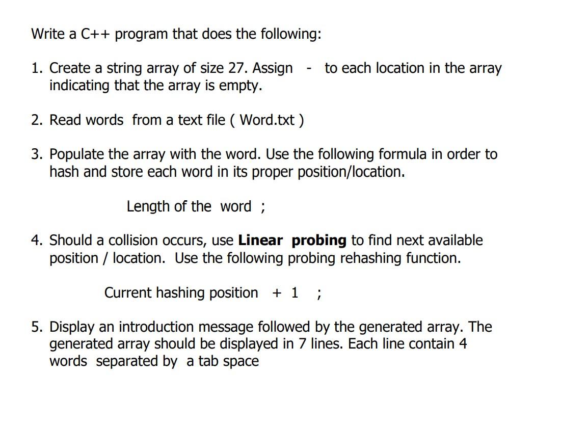 Solved Write a C++ program that does the following: 1. | Chegg.com