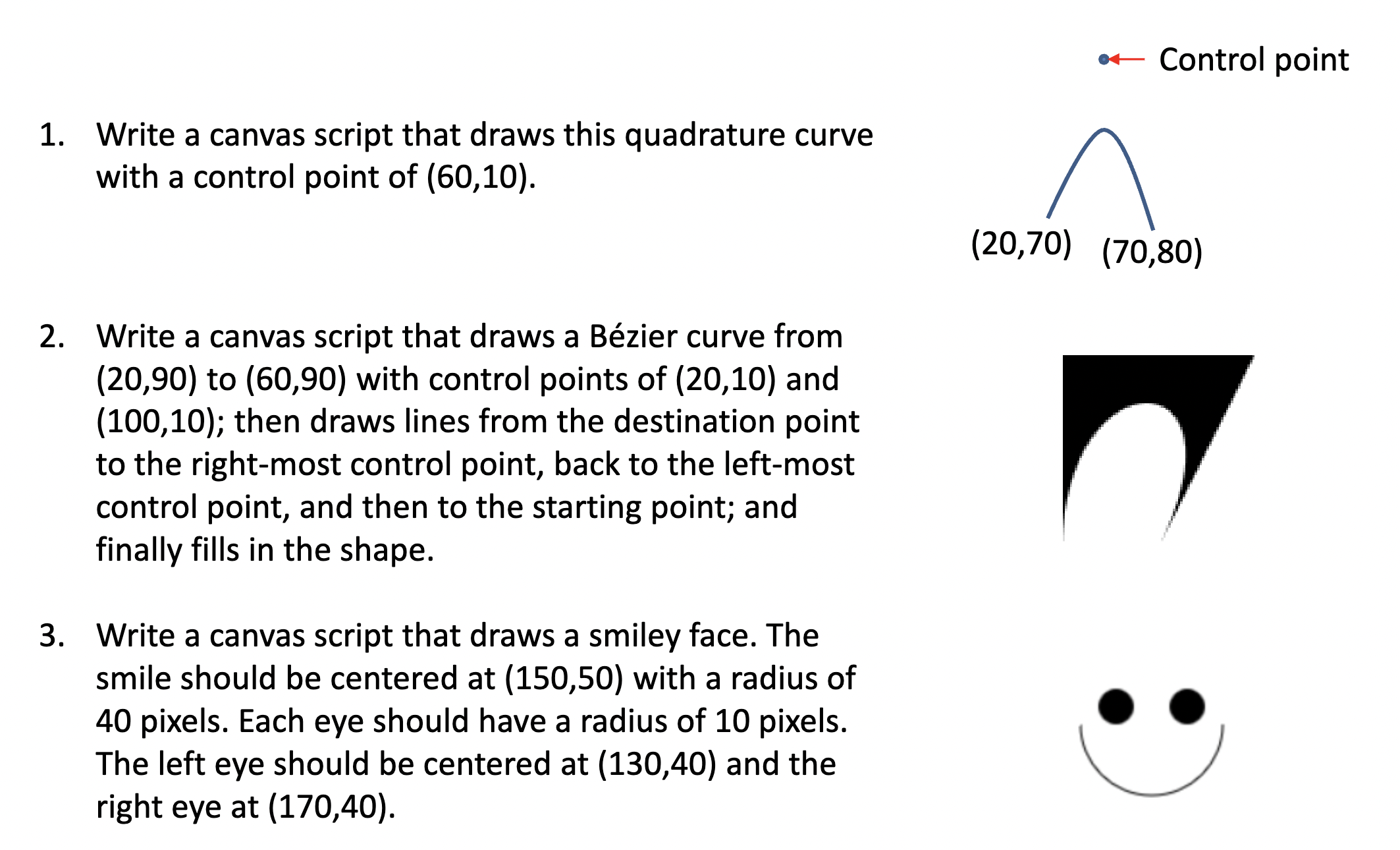 Solved ↔← Control point 1. Write a canvas script that draws | Chegg.com