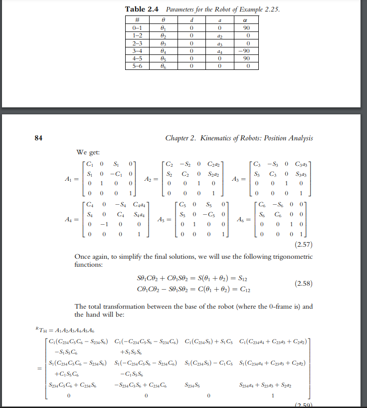 Example 2.25 For the simple 6-DOF robot of Figure | Chegg.com