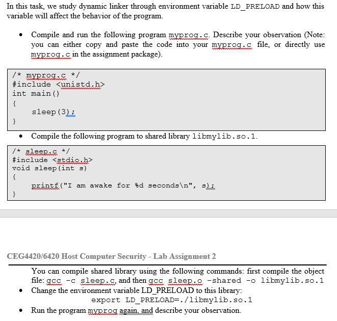 Solved In this task, we study dynamic linker through | Chegg.com