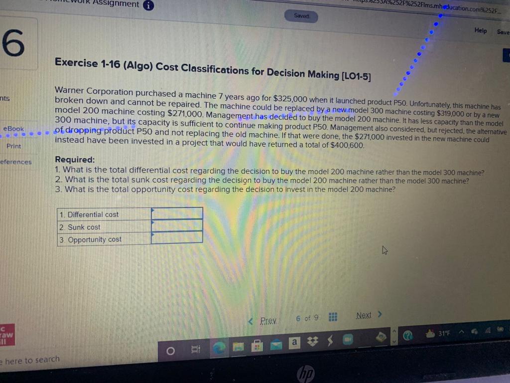 Solved Assignment i 252Fims.mheducation.com%252F... Saved | Chegg.com