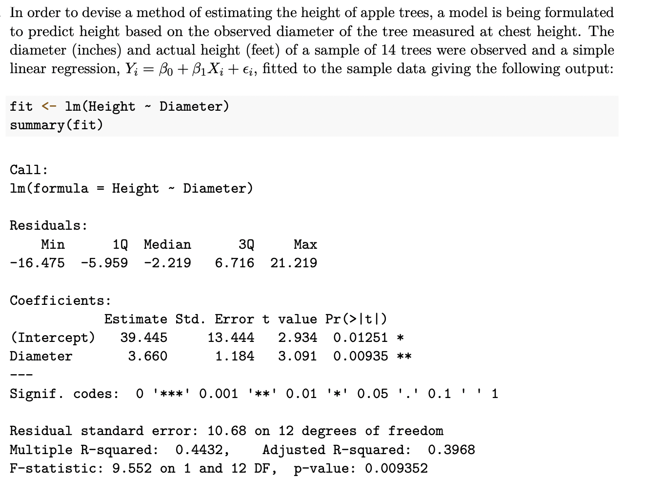 Solved In order to devise a method of estimating the height | Chegg.com
