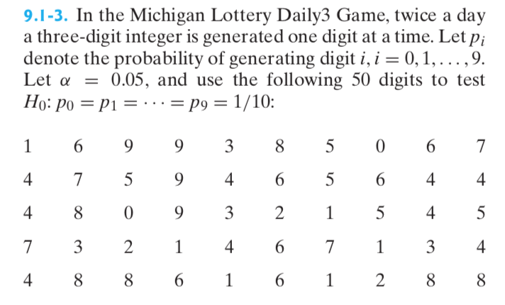 Solved 9.1-3. In the Michigan Lottery Daily3 Game, twice a | Chegg.com