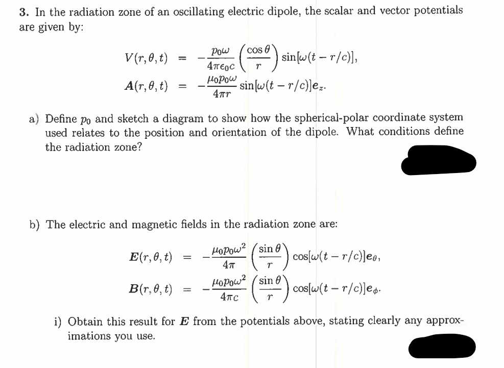 Solved In the radiation zone of an oscillating electric | Chegg.com