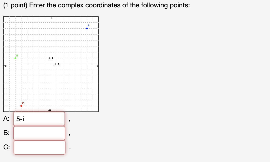 Solved (1 point) Enter the complex coordinates of the | Chegg.com