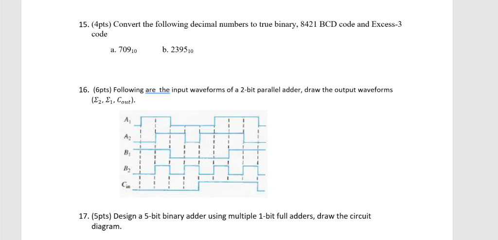 Solved 15. (4pts) Convert the following decimal numbers to | Chegg.com