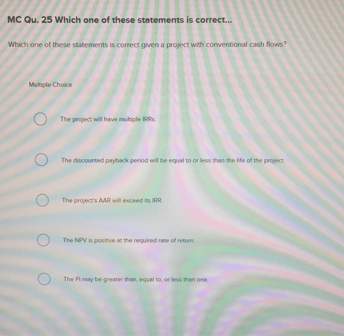 Solved MC Qu. 8 Which one of the following statements.. | Chegg.com