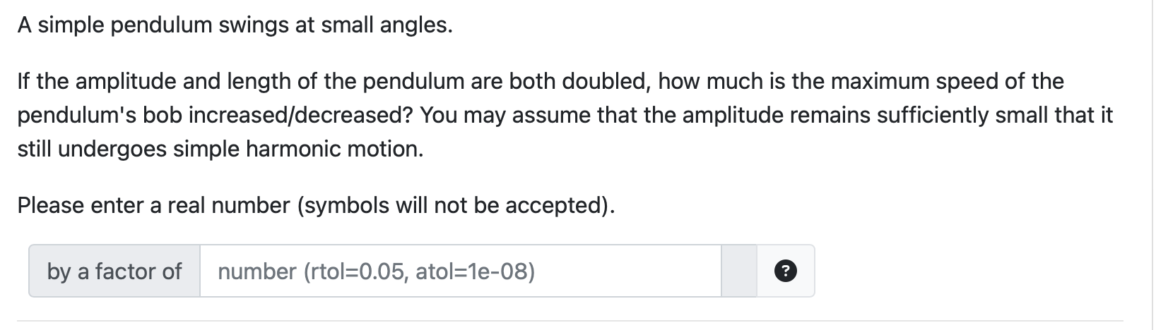 Solved A Simple Pendulum Swings At Small Angles If The