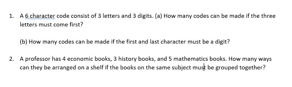 Solved A 6 Character Code Consist Of 3 Letters And 3 Digits Chegg