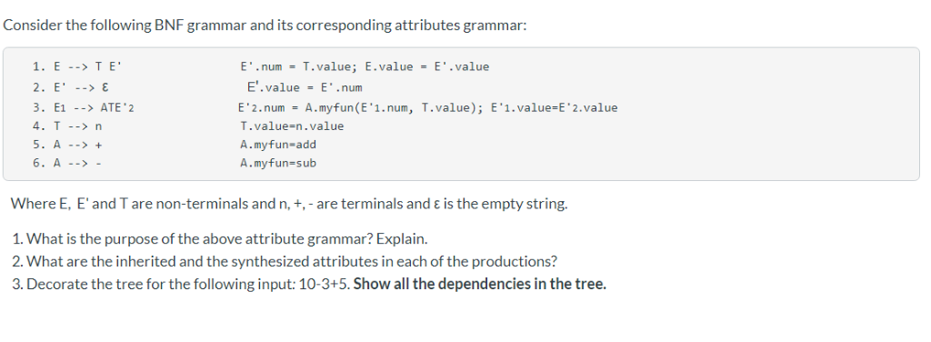 Solved Consider the following BNF grammar and its | Chegg.com