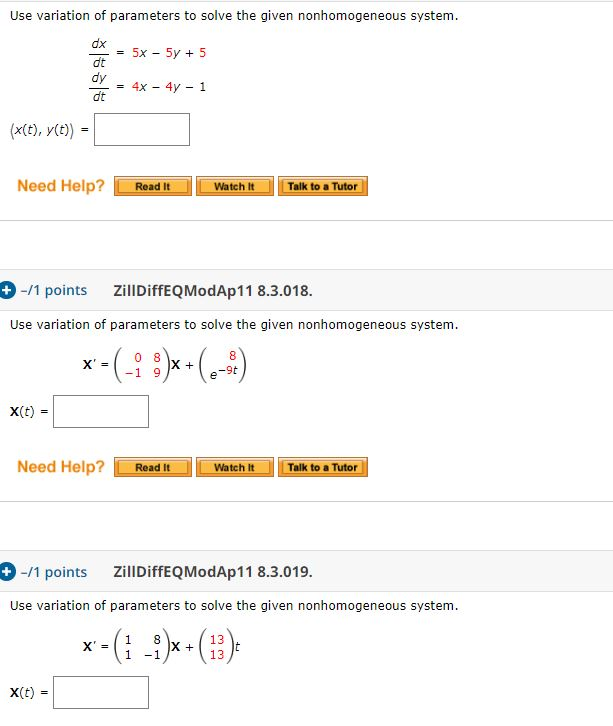 Solved Use variation of parameters to solve the given | Chegg.com
