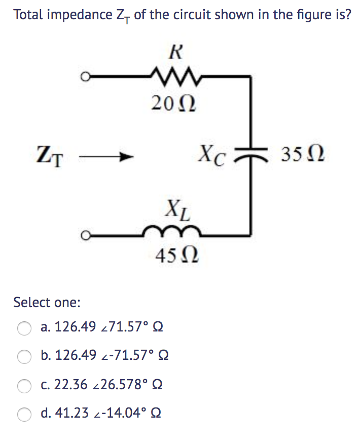 Solved Total impedance ZT of the circuit shown in the figure | Chegg.com