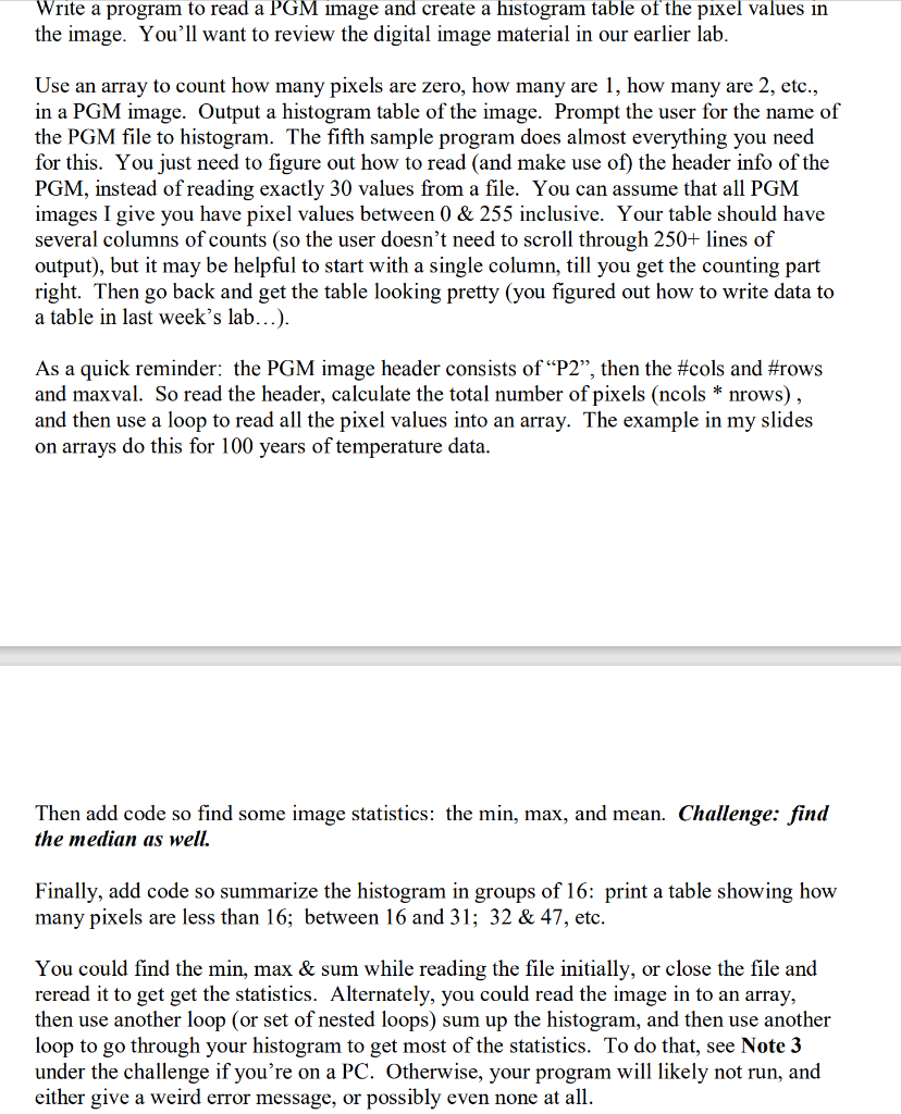 Solved Write a program to read a PGM image and create a | Chegg.com