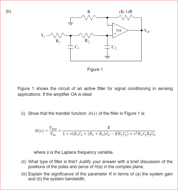 [Solved]: Transfer function of active filters in signal con