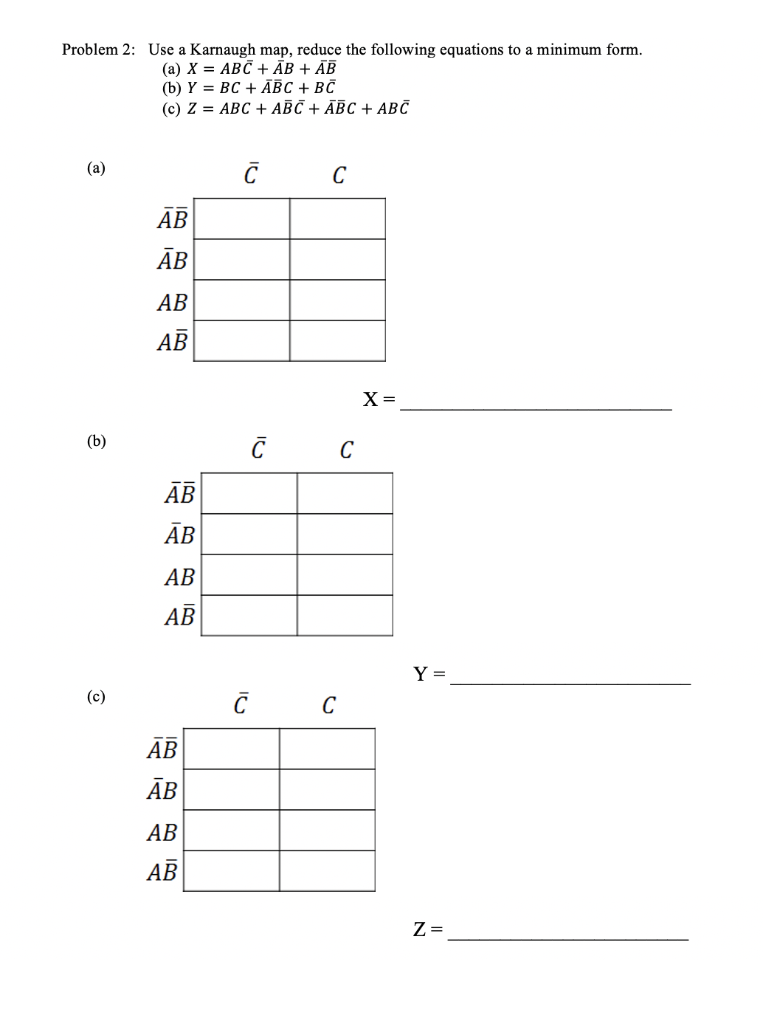 Solved Problem 2: Use a Karnaugh map, reduce the following | Chegg.com