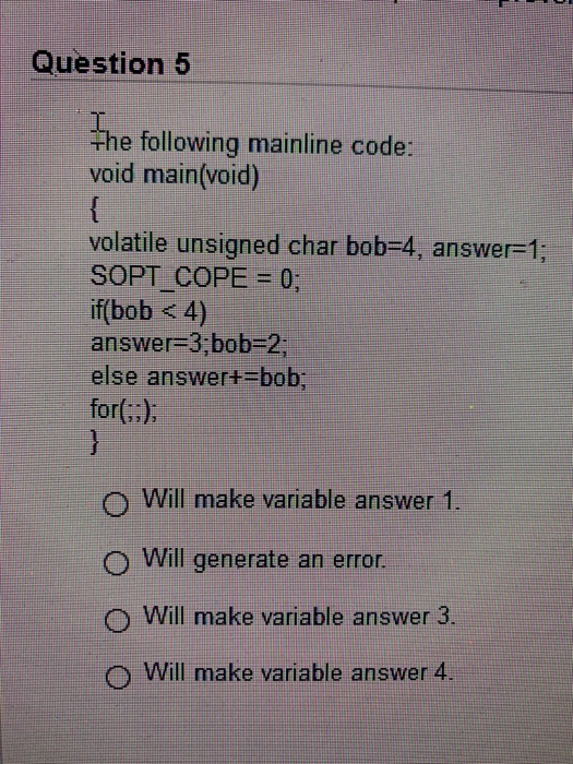 Solved The following mainline code will create an error void | Chegg.com