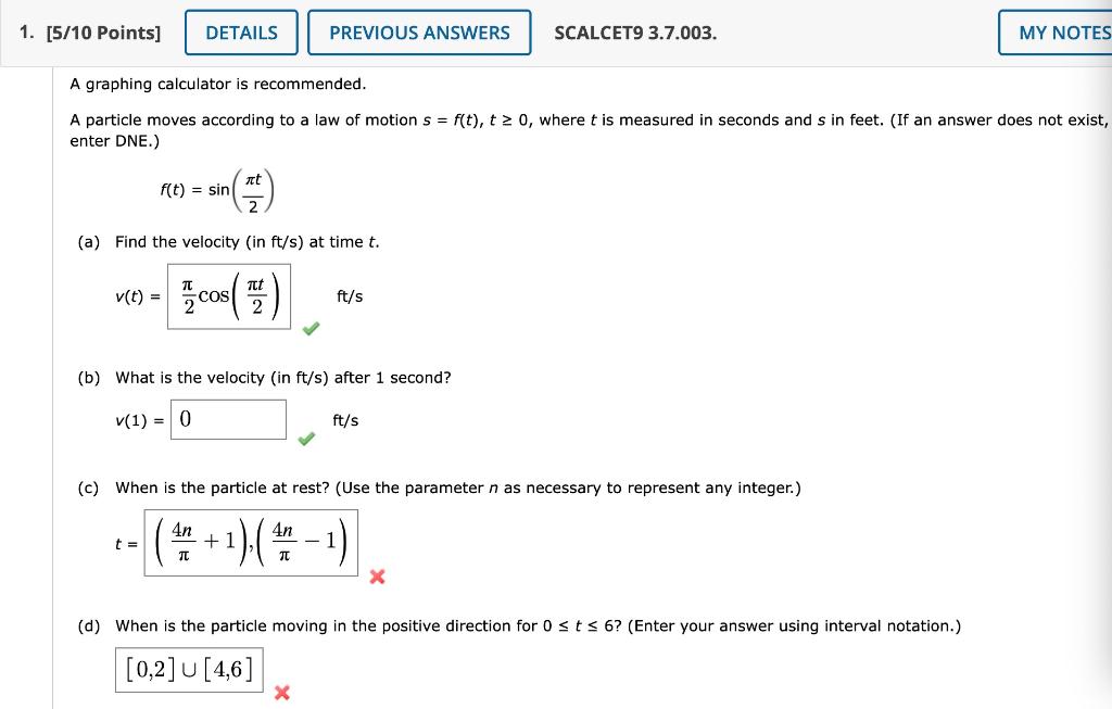 Solved 1. [5/10 Points] DETAILS PREVIOUS ANSWERS SCALCET9 | Chegg.com