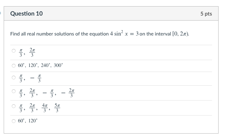 Solved Question 10 5 pts Find all real number solutions of | Chegg.com