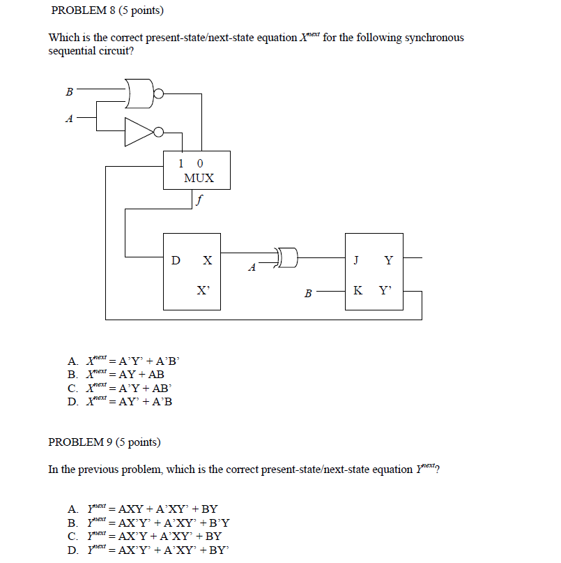 Solved PROBLEM 8 (5 points) Which is the correct | Chegg.com