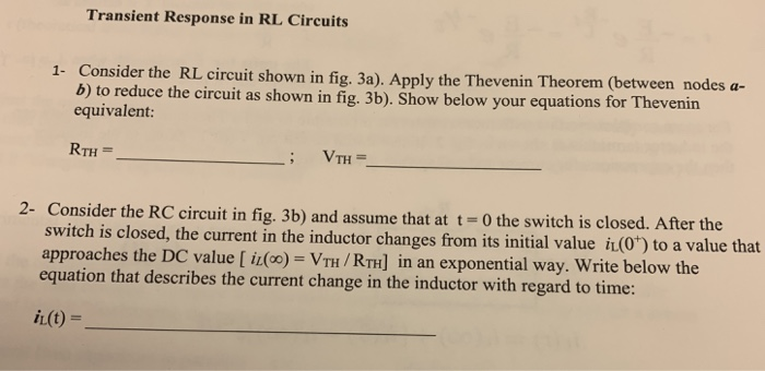 Solved Transient Response in RL Circuits 1- Consider the RL | Chegg.com