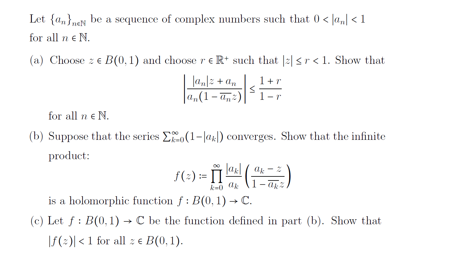 Solved Let {an}nen be a sequence of complex numbers such | Chegg.com