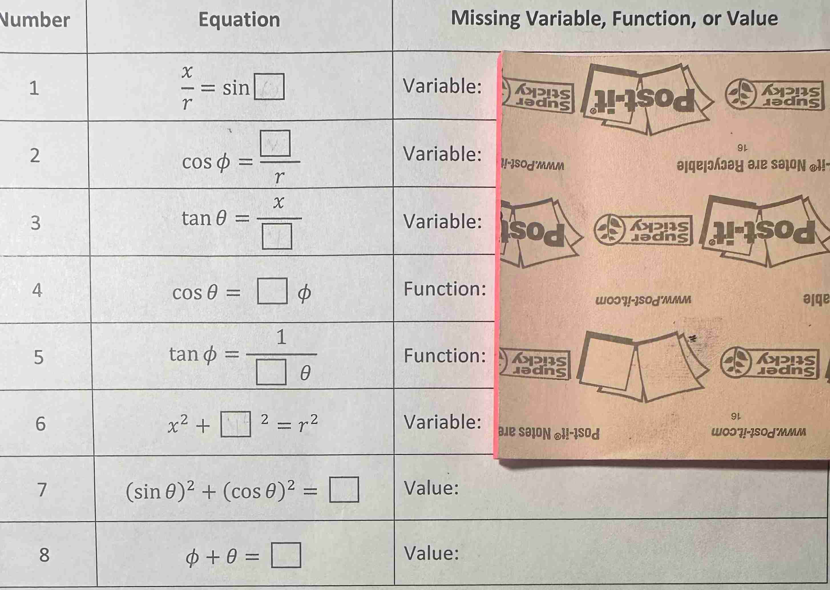 Solved Please fill in the blanks and the missing variable or | Chegg.com