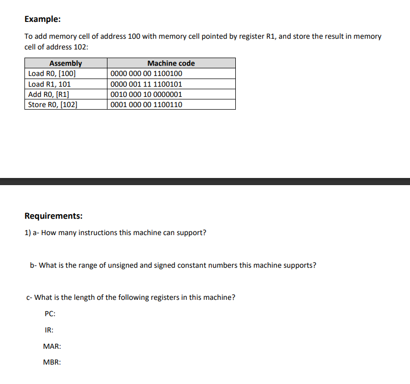 Solved Example: To add memory cell of address 100 with | Chegg.com