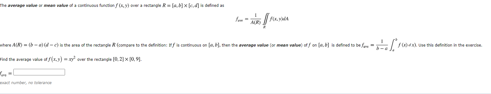 Solved The average value or mean value of a continuous | Chegg.com